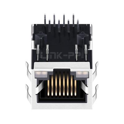 中国 Halo HFJ11-E2450E-L55RL 互換 LINK-PP LPJ4011G4NL 10/100 ベース-T RJ45 ジャックコネクタ シングルポートタブ ダウン グリーン&イエロー/グリーン&イエロー LED 販売のため