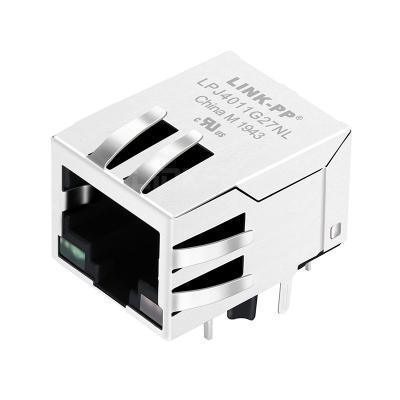 中国 LPJ4011G27NL 10/100 ベース-T RJ45 マグジャック タブダウン グリーン/オレンジ&グリーン LED 販売のため