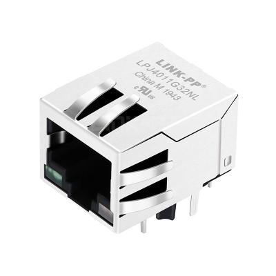 中国 LPJ4011G32NL RJ45 ジャック 10/100 ベース-T 統合磁気タブダウン グリーン/イエロー&グリーン LED 販売のため