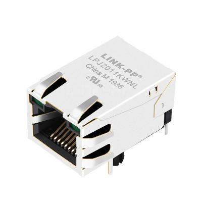 中国 ベルフューズ 08B0-1GX1-06-F コンパティブル LINK-PP LPJ2011KWNL 10/100 ベース-T 単ポート RJ45 統合磁気ジャック タブアップ グリーン/グリーン LED 販売のため