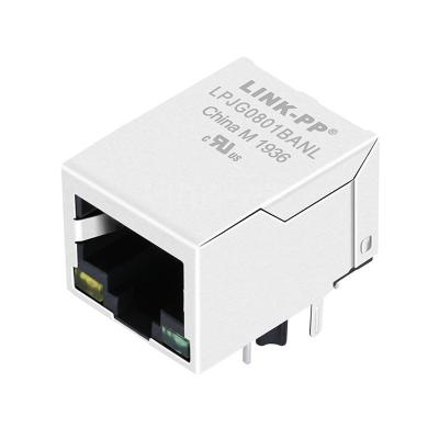 Cina KLA1S109-34 entrambi i lati LF Compatibile LINK-PP LPJG0801BANL 100/1000 Base-T Tab Down Giallo/Verde Led 1x1 Port Jack RJ45 Connector di rete in vendita