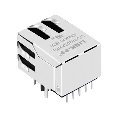 Cina RG11884-FA127-L02 Compatibile LINK-PP LPJG0803AHNL 100/1000 Base-T Tab Down Verde/Giallo Led 1x1 Port Network Connectors Moduli RJ45 in vendita