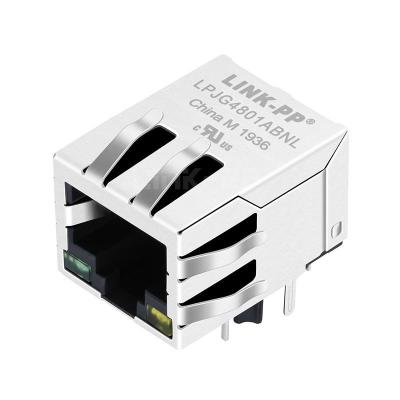 China XFMRC XFGIG8M-CAGY1-4MS Compatible con LINK-PP LPJG4801ABNL 100/1000 Base-T Tab Down G/Y Led 1 puerto de conector Ethernet RJ45 Magjack en venta
