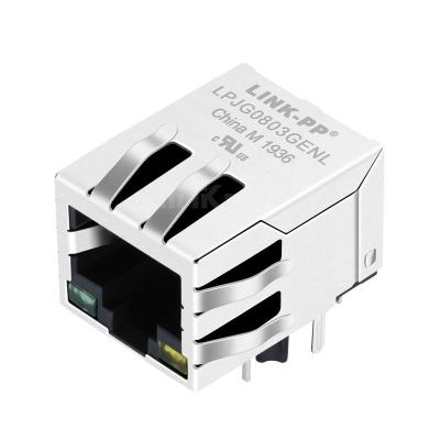 Cina RJGE1FA08T109V1 Compatibile LINK-PP LPJG0803GENL 100/1000 Base-T Tab Down Verde/Giallo Led 1x1 Port Ethernet Jack Socket RJ-45 in vendita