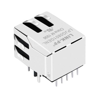 Cina RDA-215BAM1A Compatibile LINK-PP LPJG0801GENL 100/1000 Base-T Tab Down Verde/Giallo Led Single Port 10 Pin RJ45 Networking Connector in vendita