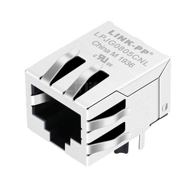 中国 Halo HFJ11-1G02ERL コンパティブル LINK-PP LPJG0805CNL 100/1000 ベース-T タブダウン リードなし 1ポート 10ピン RJ 45 PCBソケット 販売のため