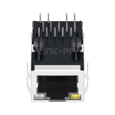 中国 X マルチプル XMH-01D-E-LB3-1-770 コンパティブル LINK-PP LPJG17333ASNL 100/1000 ベース-T タブアップ 黄色/オレンジ&緑色 LEDシングルポート RJ-45 ジャック接続器 販売のため