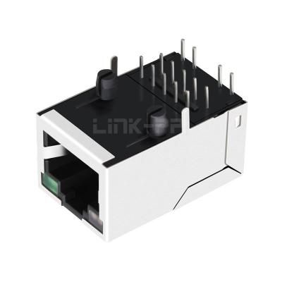 Cina WE 7499110124 Compatibile LINK-PP LPJG17401B9NL 100/1000 Base-T Tab Up Giallo&Verde/Verde Led Single Port 8P8C RJ45 connettore PCB in vendita