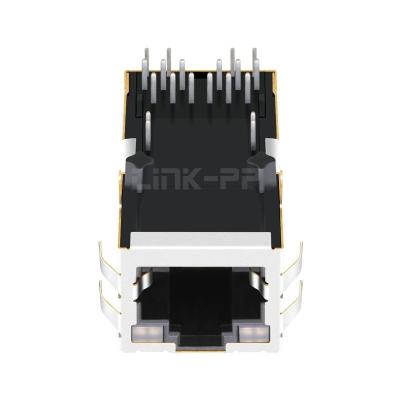中国 WE 7499511440 コンパティブル LINK-PP LPJK2067A47NL 100/1000 ベース-T タブアップ イエロー&グリーン/イエロー&グリーン LED 1x1 ポート Cat6 RJ45 POE+ イーサネット マグジャック 販売のため