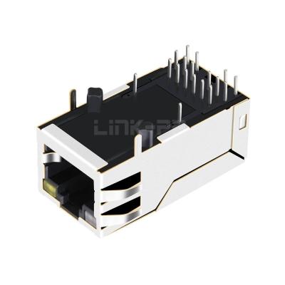 Cina BelFuse 0826-1X1T-80-F Compatibile LINK-PP LPJK1046AONL 100/1000 Base-T Tab Up Orange&Green/Yellow Led 1x1 Port POE RJ45 ICM Connector in vendita
