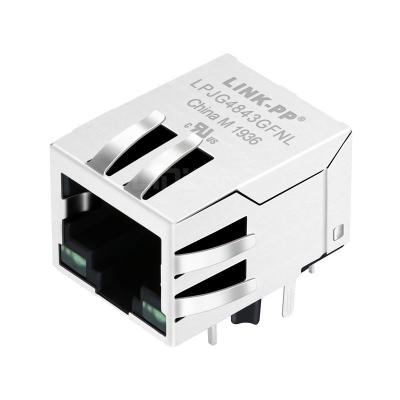 China LPJG4843GFNL 10/100/1000 Base-T RJ45 Mag Jack Tab Down LED verde/verde en venta