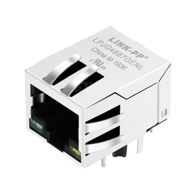 China LPJG4887GENL 10/100/1000 Base-T 1x1 Puerto RJ45 Conector de la pestaña hacia abajo con luz LED en venta