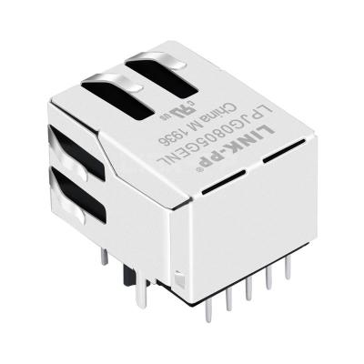 中国 LPJG0805GENL 10/100/1000 Base-T Tab Down マグネットイーサネット RJ 45 コンネクタ グリーン/イエロー LED 販売のため