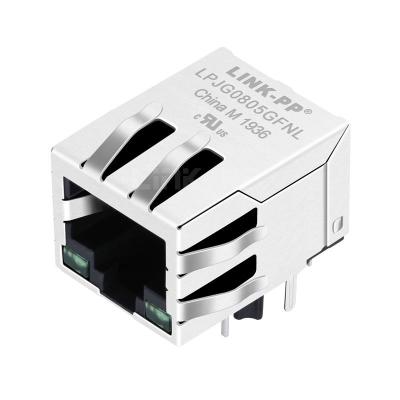 中国 LPJG0805GFNL 10/100/1000 ベース-T 右角 RJ45 女性ソケットタブ ダウン グリーン/グリーン LED 販売のため