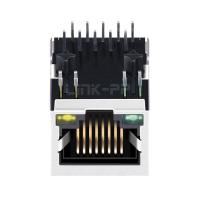 China LPJG0806FBNL 10/100/1000 Base-T Shielded Tab Down RJ45 Socket Module Green/Yellow LED for sale