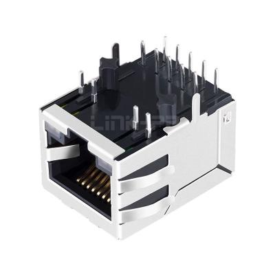 China 10/100/1000 Base-T Right Angle 10 Pin RJ45 Connector for sale