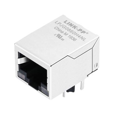 China LPJG0860H4NL 100/1000 Base-T Single Port RJ45 Conector magnético femenino LED verde y amarillo/verde y amarillo en venta