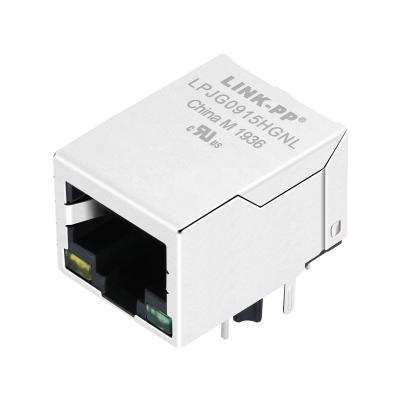 China LPJG0915HGNL 100/1000 Base-T Conector RJ45 integrado con el LED amarillo/verde con la pestaña abajo de los magnéticos en venta