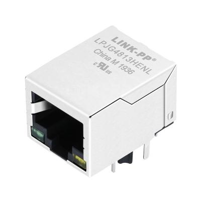 中国 LPJG4813HENL 10/100/1000 Base-T グリーン/イエロー LED RJ45 コンネクタ タブダウン グリーン/イエロー LED 販売のため