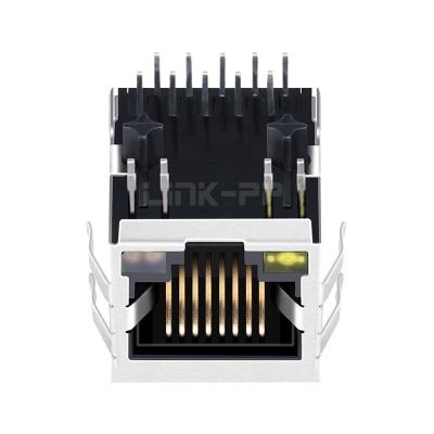 Cina LPJG4852E90NL 10/100/1000 Base-T Shielded Electronic RJ45 Connector Tab Down LED giallo/arancione&verde in vendita
