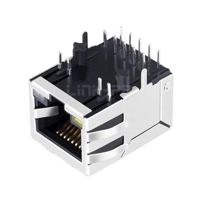 Cina LPJG4852E90NL 10/100/1000 Base-T Shielded Electronic RJ45 Connector Tab Down LED giallo/arancione&verde in vendita