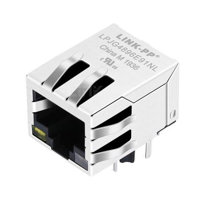 中国 LPJG4896E91NL 100/1000 ベースT 8ピンイーサネット RJ45 女性コネクタ 黄色/緑&赤 LED 販売のため