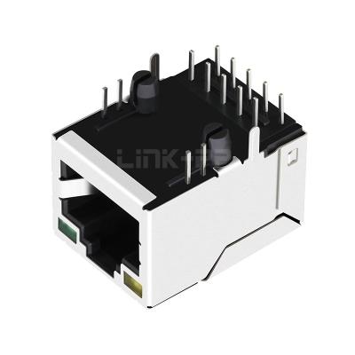 Cina Pulse JXD1-0019NL Compatibile LINK-PP LPJG16464BDNL 100/1000 Base-T Tab Up Giallo/Verde Led Single Port Shielded Connectors RJ45 Jack in vendita