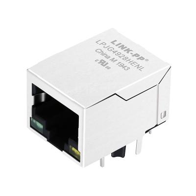 Cina LPJG4928HENL 1000 Base-T Single Port RJ45 con POE Magnetics Jack Verde/Giallo Led in vendita