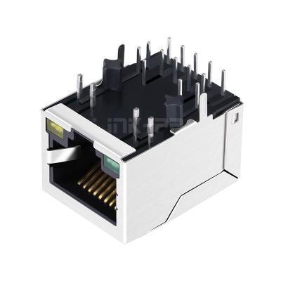 Cina LPJG4926HENL 100/1000 Base-T Green/Yellow Led Tab Down 1x1 Port PoE+ RJ45 10 Pin Connector in vendita