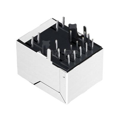 Cina LPJG4926HENL 100/1000 Base-T Green/Yellow Led Tab Down 1x1 Port PoE+ RJ45 10 Pin Connector in vendita