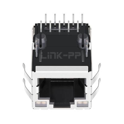 Cina LPJG16314A4NL 100/1000 Base-T Tab Up G&Y/G&Y Led Single Port Network Jack RJ45 connettori in vendita