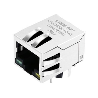 Cina LPJG0820HENL 100/1000 Base-T Verde/Giallo LED Tab Down 1 Port RJ45 connettore con magneti in vendita