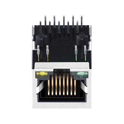 Cina LPJG0820HENL 100/1000 Base-T Verde/Giallo LED Tab Down 1 Port RJ45 connettore con magneti in vendita