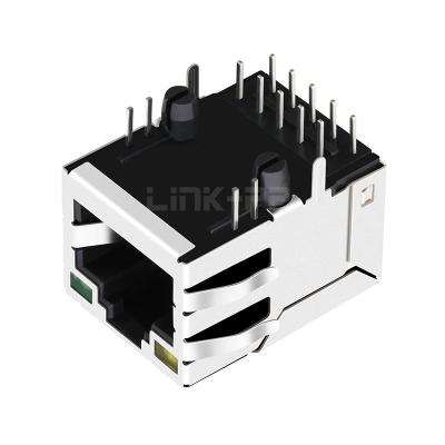 Cina LPJG16370ADNL 100/1000 Base-T Tab Up Giallo/Verde Led Single Port RJ45 Connector in vendita