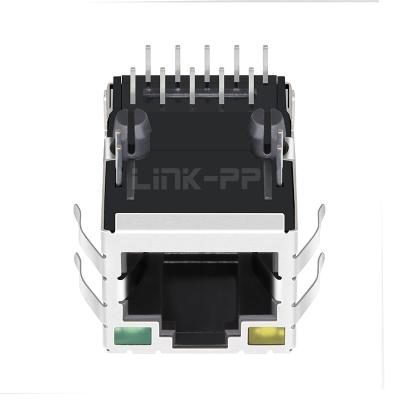 Cina LPJG16370ADNL 100/1000 Base-T Tab Up Giallo/Verde Led Single Port RJ45 Connector in vendita