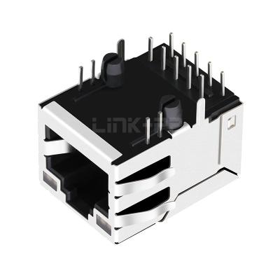 Cina LPJG16391A4NL 100/1000 Base-T Tab Up Single Port Shielded RJ45 Board Connector Green&Yellow/Green&Yellow Led in vendita