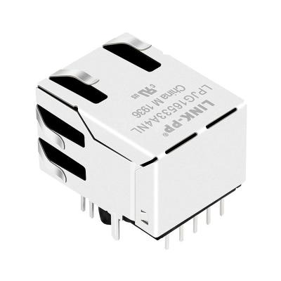 Cina LPJG16533A4NL 100/1000 Base-T Tab Up Green&Yellow/Green&Yellow Led Single Port 10 Pin Network RJ45 connettore in vendita