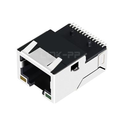 中国 LPJG19520BHNL 100/1000 Base-T Tab Up グリーン/イエロー LED シングルポート シールド RJ45 コンネクタ モジュール 販売のため