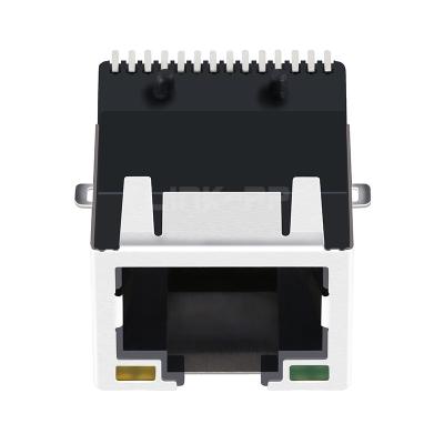 中国 LPJG19520BHNL 100/1000 Base-T Tab Up グリーン/イエロー LED シングルポート シールド RJ45 コンネクタ モジュール 販売のため