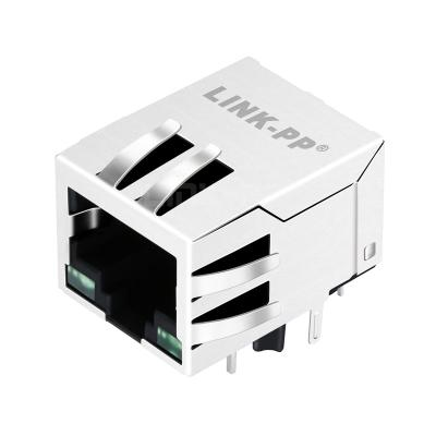 中国 LPJG0843GFNL 100/1000 Base-T Tab Down グリーン/グリーン LED 1ポート イーサネット RJ45 マグネットジャック 販売のため