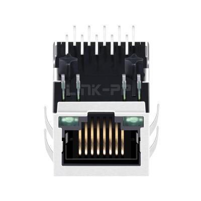 Cina LPJG0843GFNL 100/1000 Base-T Tab Down Verde/Verde Led 1 Port Ethernet RJ45 Jack magnetico in vendita