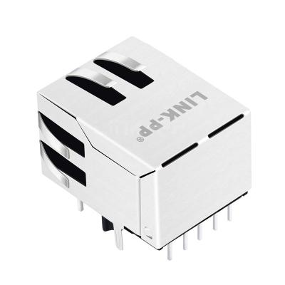 Cina LPJG0843GFNL 100/1000 Base-T Tab Down Verde/Verde Led 1 Port Ethernet RJ45 Jack magnetico in vendita