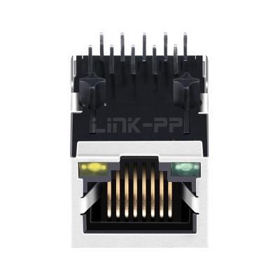 Cina LPJG0801HENL 100/1000 Base-T Tab Down Verde/Giallo Led Single Port RJ45 Female PCB Connector in vendita
