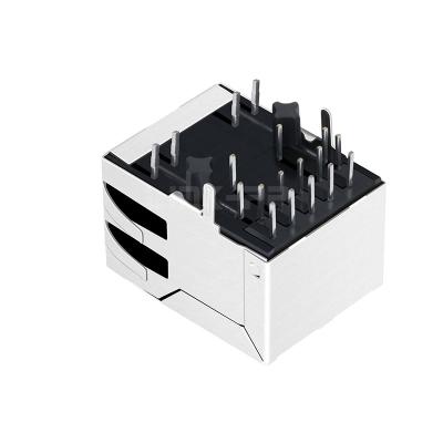 中国 LPJG0928GENL 100/1000 Base-T Tab Down グリーン/イエロー LEDシングルポートPOE RJ45ソケットコネクタ 販売のため