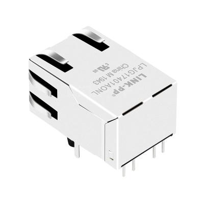 Cina LPJG17401AONL 100/1000 Base-T Tab Up Verde&Arancione/Giallo Led Single Port Industrial RJ45 Ethernet Connector in vendita