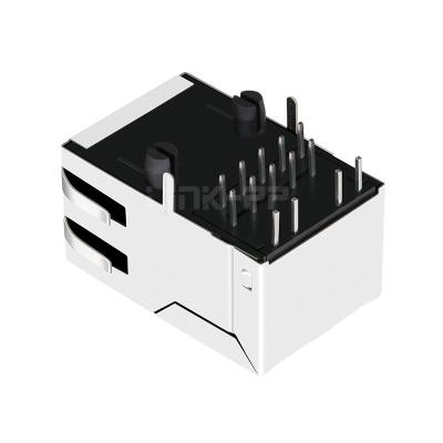 Cina LPJG17401AONL 100/1000 Base-T Tab Up Verde&Arancione/Giallo Led Single Port Industrial RJ45 Ethernet Connector in vendita