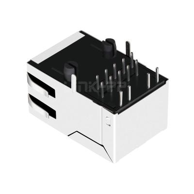 Cina LPJG17401AONL 100/1000 Base-T Tab Up Verde&Arancione/Giallo Led Single Port Industrial RJ45 Ethernet Connector in vendita