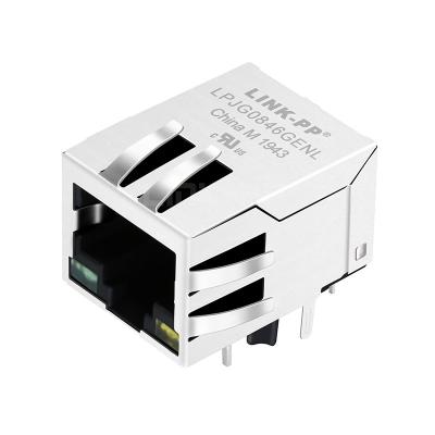 Cina LPJG0846GENL Cat5e Industrial RJ45 Jack Single Port 100/1000 Base-T Tab Down Verde/Giallo Led in vendita