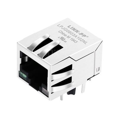 Cina LPJG0803A102NL 100/1000 Base-T Tab Down Verde/Verde&Giallo Led Single Port RJ45 connettore magnetico in vendita