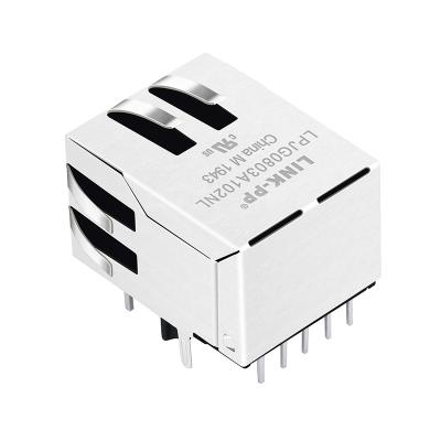 Cina LPJG0803A102NL 100/1000 Base-T Tab Down Verde/Verde&Giallo Led Single Port RJ45 connettore magnetico in vendita